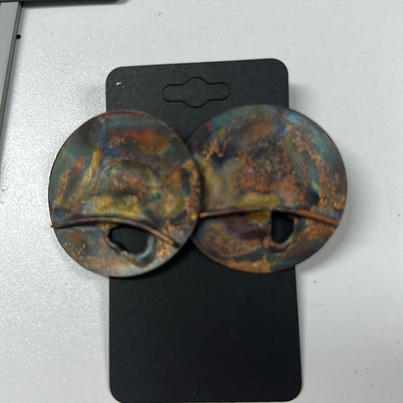 Jewelry | Unique Multi Colored Metal Round Earrings | Poshmark